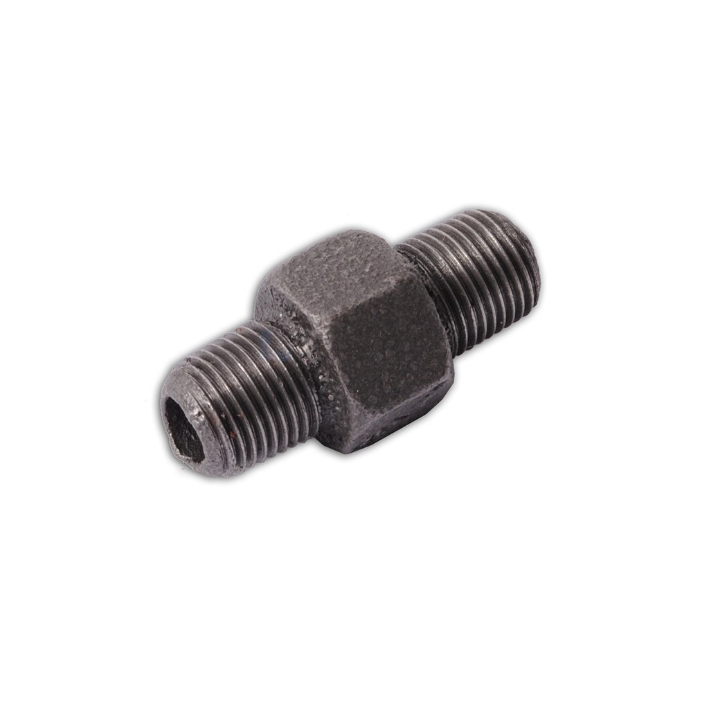 Dubbele nippel Malleable 280 1/8" zwart smeedstaal - UwGereedschap.nl